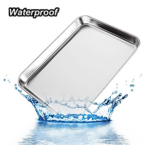 3PCS Metal Tray, 8''x10.5''x1''Stainless Steel Tray, Thickening Dental Tray, Professional Medical Surgical Tray Instrument Tray for Kitchen Baking, Lab Instrument, Dental, Medical Surgical Instrument