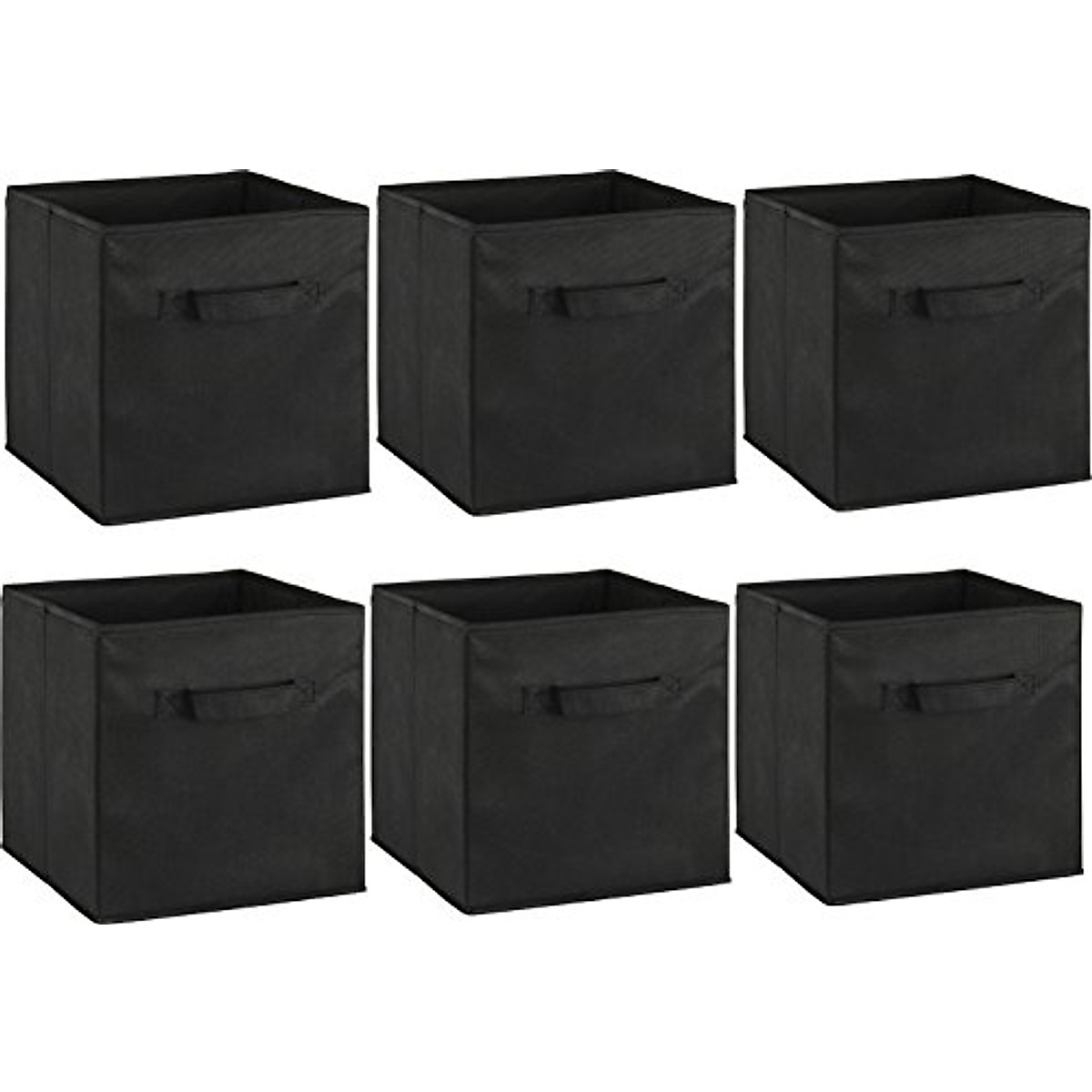 6 Pack - SimpleHouseware Foldable Cube Storage Bin, Black
