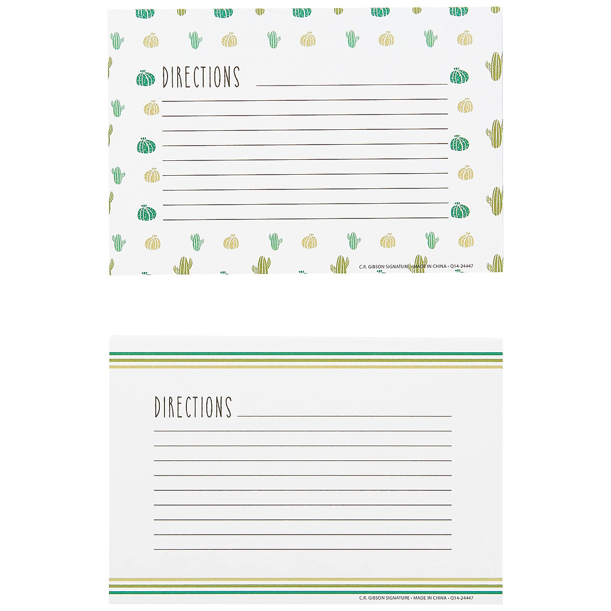 C.R. Gibson Cacti Double Sided Recipe Card Set, 4" W x 6" L, Multicolor