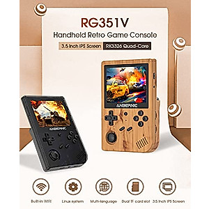 RG351V Handheld Game Console 64G TF Card, Open Source System with WiFi Online Sparring 2500 Classic Games Support PSP / PS1 / N64 / NDS 3.5inch IPS Screen Retro Game Console
