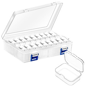 Gagee Bead Organizer Box, 19 Pieces Small Storage Containers,Mini Clear Cute Bead Storage organizer with Lids and Rectangle Clear Craft Supply Case