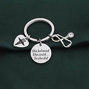 PLITI Doctor Of Osteopathic Medicine Gift Osteopathic Physician Gift She Believed She Could So She Did DO Osteopathy Keyring (DO key)