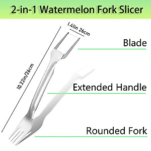 4-Pack 2-in-1 Watermelon Fork Cutter, 2024 New Watermelon Slicer Tools for Family Gatherings, Summer Watermelon Cutter, Fruit and Vegetable Tools, Stainless Steel Fruit Fork Cutter Knife for Camping