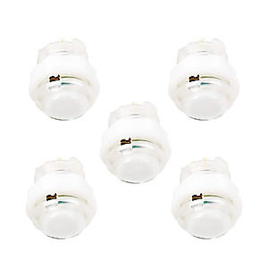 EG STARTS 5X 24mm Full Color LED Illuminated Push Button Built-in Switch 5V Buttons for Classic Arcade Joystick Games Mame Jamma Raspberry Pi & White