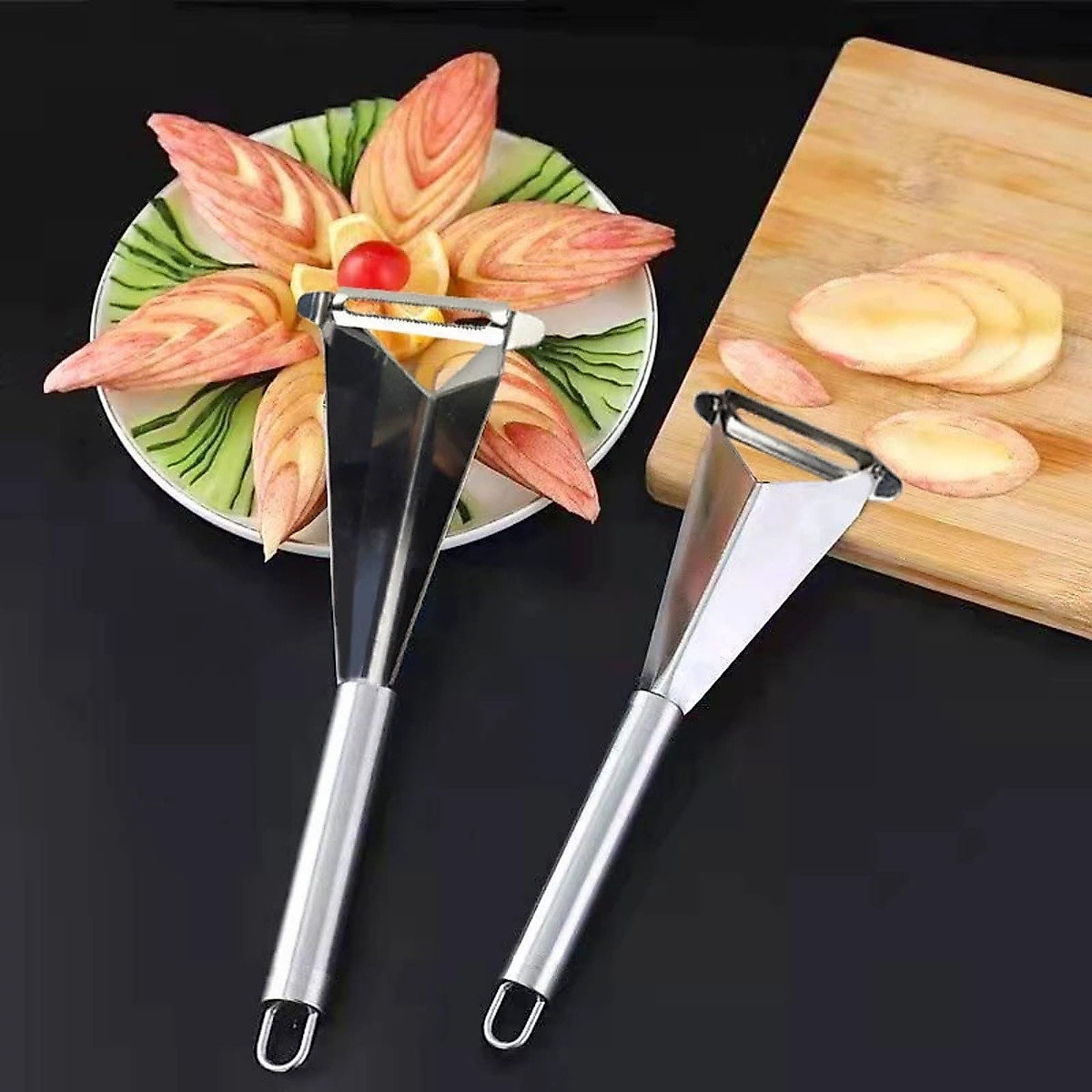 Fruit Carving Knife, Stainless Steel Fruit & Vegetable Cutter Knife, Multi-purpose V Shape Fruit Carving Peeler Tool, Mold Carving Tool Accessories for Home Kitchen DIY Food Platter Tray Decoration