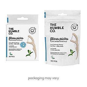 The Humble Co. Floss Picks (200 Count) – Sustainable, Plant Based and Eco-Friendly Natural Dental Floss Picks for Dental Hygiene, Oral Care, and Gum Health, Cruelty Free (Mint, Double Thread)