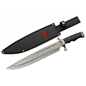 SZCO Supplies 17" Silver Wood Handled Bowie Blade Toothpick Outdoor Hunting Knife With Sheath, Black/Silver (211554)