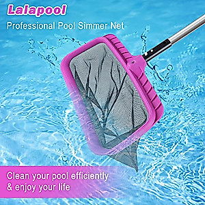 Professional Luxury Pool Skimmer/Pool Cleaner, Pool Leaf Net & Heavy Duty Reinforced Swimming Pool Deep-Bag Rake Net,Fine Mesh Net, for Outdoor & Indoor Swimming Pools,Hot Tub and Spas (Purple)