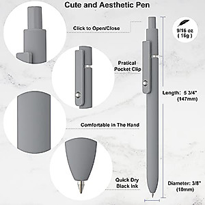 LINFANC 12 Pack Cute Gel Pens, Retractable Quick Dry Gel Ink Pen, Fine Point 0.5mm Black Ink Rolling Ball Gel Pens, Smooth Writing Aesthetic Pens for Home School Office Supplies