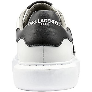 Karl Lagerfeld Paris Men's Lightweight Phylon Sole Leather Sneaker, White, 8.5