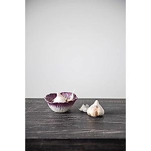 Creative Co-Op Hand-painted Set of Cabbage Shaped Stoneware Bowls, Set of 2,Orange & Purple