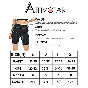 ATHVOTAR Biker Shorts for Women, 8” High Waisted Yoga Spandex Shorts (8" 3Black,S)