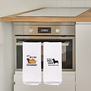 NEGIGA Dachshund Decor，Dachshund Gifts，Dachshund Gifts for Women，Dachshund，Kitchen Towels，Kitchen Towels and Dishcloths Sets，Towels Sets of 4