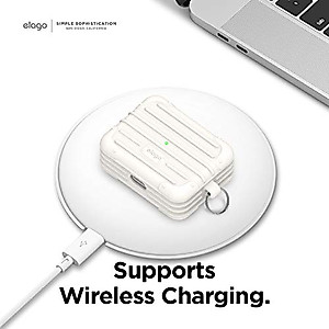 elago Suit Case Compatible with AirPods Pro Case [White] - Premium Silicone, Shock Absorbing Drop Protection, Supports Wireless Charging, Adhesive Tapes Included
