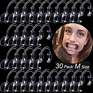 30-Pack Dental Cheek Retractor, Professional Autoclavable Mouth Opener Retractors, 100% BPA-Free, for Dentist, Teeth Whitening, Party, Mouthguard Challenge Game - Size M, Clear