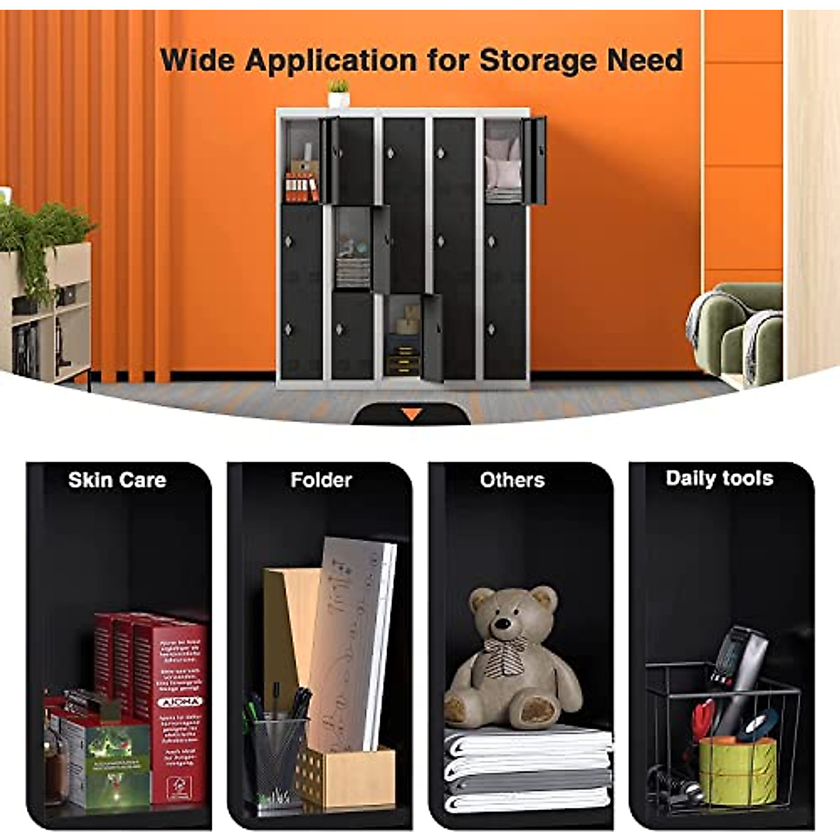 SUPEER Metal Lockers with 3 Doors,72" H Tall Steel Storage Lockers for Employees,Locker Storage Cabinets for School, Gym, Home, Office