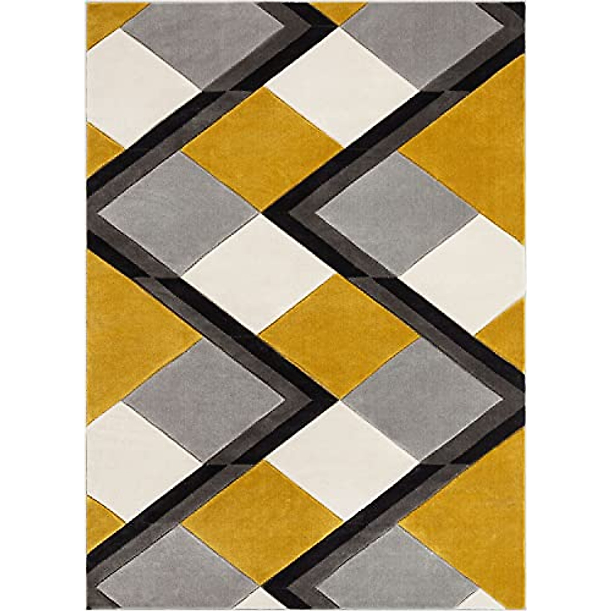 Well Woven Naya Gold Modern Geometric Diamond Boxes Pattern Area Rug