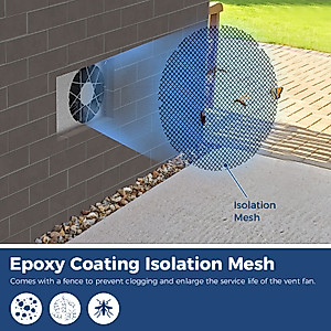 ALORAIR 540 CFM IP-55 Grade Crawlspace Ventilation Fans with Humidistat & Thermostat, 8.7 inches Basement Vent Fans with Isolation Mesh, Ventilator Fan for Crawl Space Basement Attic Garage, Exhaust