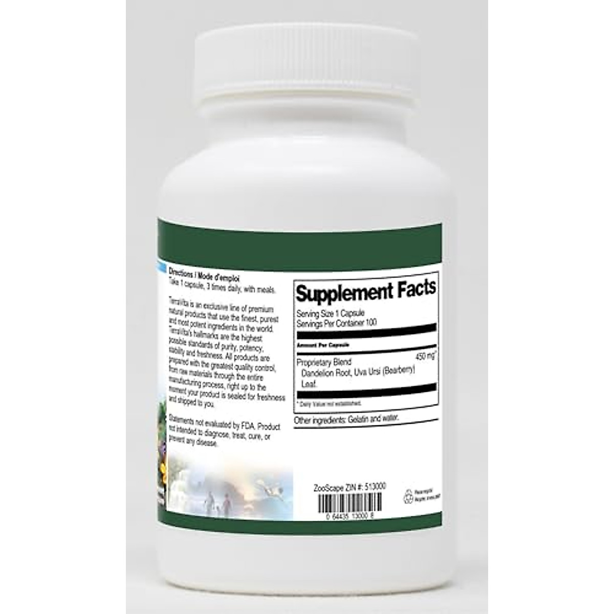 Uva Ursi and Dandelion Combination - 450 mg (100 Capsules, ZIN: 513000)