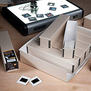 Lineco, Archival Slide Storage Box 15.5" x 11.5" x 3", Holds Up to 840 Slides, With 6 Inner Slide File Cases, Tan
