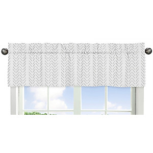 Sweet Jojo Designs Grey Chevron Arrow Window Treatment Valance - Gray and White Geometric Construction Truck Tire Print
