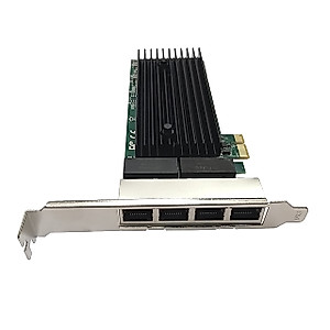 HINYSENO 4 Port RJ-45 10/100/1000Mbps PCI-Express x 4 Gigabit Ethernet Server Adapter Quad-Port Network Interface Controller Card for Intel 82576 Chipset, Compare to Intel 82576