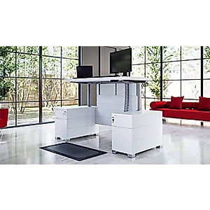 ZURI Furniture Ford Executive Modern Adjustable Height Desk with Filing Cabinets - White