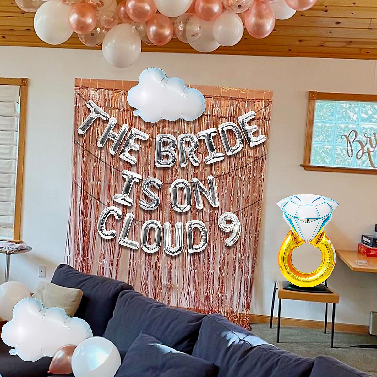 LaVenty Bride is on cloud 9 Balloons Bride is on cloud 9 Banner Decoration Backdrop The Bride Is On Cloud 9 Bachelorette Decoration