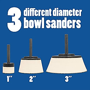 Fulton 129 Piece Bowl Sanding Disc Set | 1, 2 and 3 inch Padded Mandrels |1 Soft and 1 Medium Interface Pad for Each Mandrel Size and 10 ea 80, 120, 150 and 220 Grit Discs for Each Mandrel Size