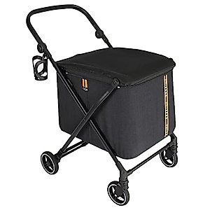 MY DUQUE - MAX Shopping Caddy, Personal Shopping Trolley, Foldable Shopping Trolley on 4 Wheels, Suspension, Height Adjustment Handle, Foot Brake, Cup Holder, Modern Design, Load Capacity up to 25 kg