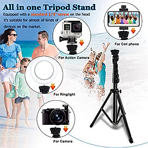 Selfie Stick Tripod, 64 inch Extendable Tripod Stand Phone Tripod Camera Tripod Wireless Remote Shutter Compatible with iPhone 13 12 11 pro Xs Max Xr,Android/Cameras