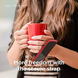 elago Phone Strap with Stickers, Phone Grip, Phone Loop Compatible with All Smartphone Case, Double Sided Design, Stickers Included, Compatible with Magsafe [Yellow Strap & Blueberry Ice Cream]