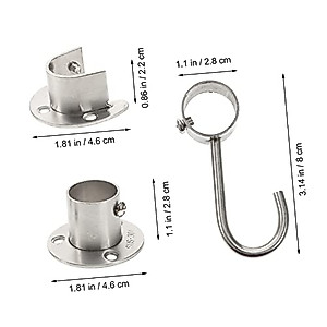 Brackets 1 Set Closet Clothes Rail Flange Stainless Steel Shower Curtain Rod Heavy Duty Curtain Rods Shower Curtain Holder Adhesive Curtain Rod Holder Holder Closet Pole Holder