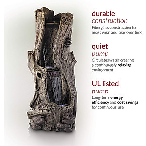 Alpine Corporation WIN258 Water Fountain with LED Lights Outdoor Waterfall for Garden, Patio, Deck, Porch, 18"L x 16"W x 41"H, Gray