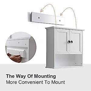 VANIRROR Bathroom Wall Cabinet Wooden Medicine Cabinet Buffering Hinge MDF Material Storage Organizer 23"x22" and Adjustable Shelves Cupboard Storage Cabinet with Handles