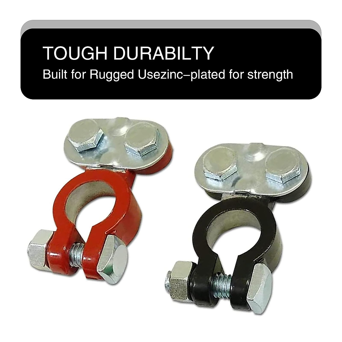 Dewkou Pack-2 Car Cables Terminal Connectors, Zinc-plated Top Terminal Kit with 2 PCS Felt Post Washers, Automobile Accessories, Universal for Most Cars, Trucks and Vans (Silver)