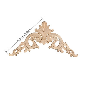 MUXSAM 4-Pack Wood Applique Onlay, Unpainted Wooden Carved Corner Decals, Retro Carvings Embellishments for Door Cabinet Bed Wall Mantel Mirror Wardrobe Cupboard Dresser Upgrade, 10x10cm/3.9x3.9in