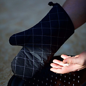 MANNKITCHEN Extra Large Oven Mitt - Heavy Duty Quilted Cotton with Flame Resistant Coating - Professional Oven Mitts for Commercial Kitchen