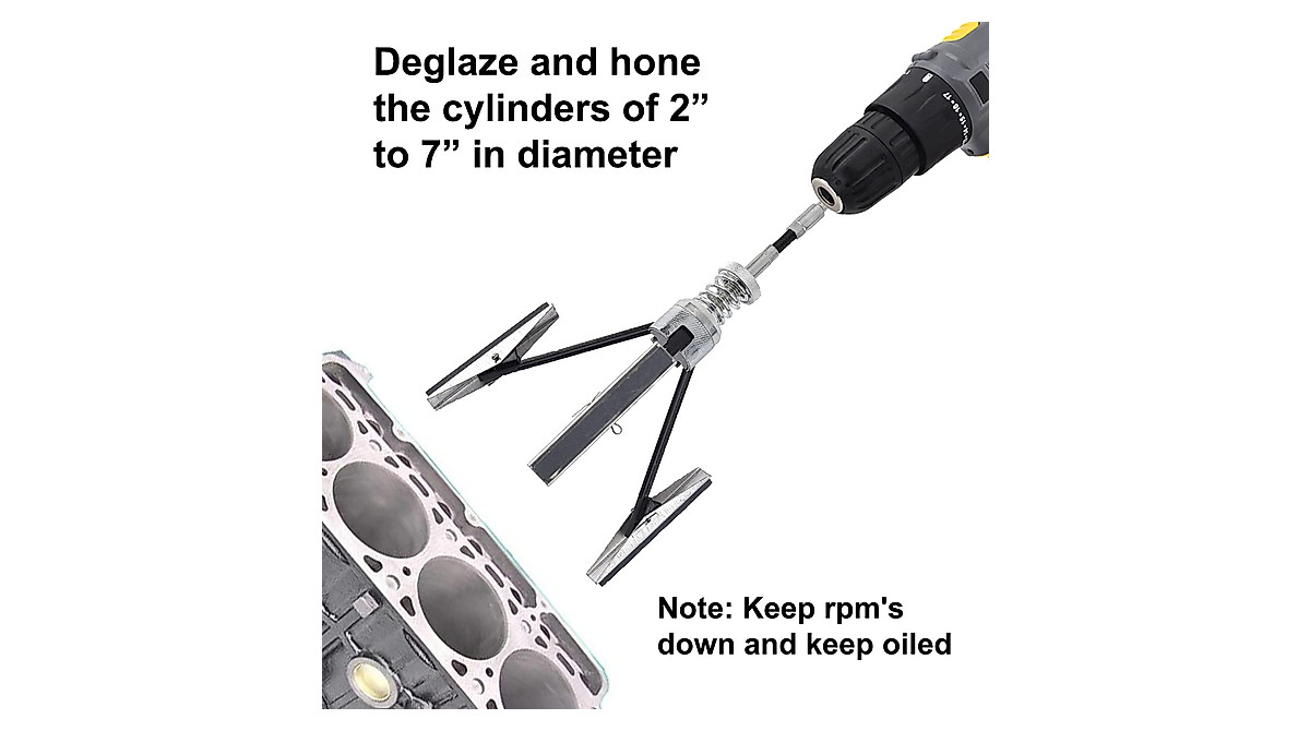 EADUTY Engine Cylinder Hone Tool - Adjustable 2-7" Deglazer