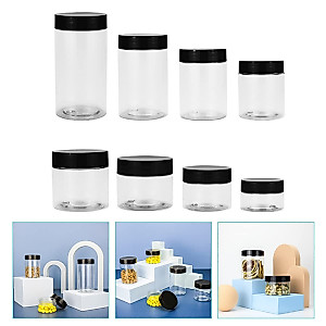 DITUDO 8pcs Assorted Juicing Clear Fruit Jars Ml+ Container Cereal Lip Sample Home Food Wild- Powder Balm Eye Canisters Storage Tea Cylinders Mouth Face Transparent Lids Cosmetics Shadow