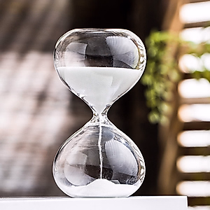 Hourglass Timer 5/15/30 Minutes Sand Clock Durable Glass Hourglass Timer for Romantic Mantel Office Desk Decor Birthday Gift Kids Games (5 Minutes, White)