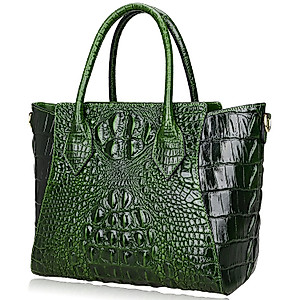 PIJUSHI Designer Crocodile Handbags for Women Genuine Leather Purses Top Handle Shoulder Bag (6082 Purple)