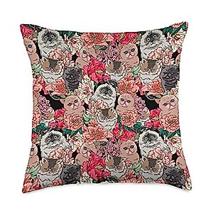 Huebucket Because Cats Throw Pillow, 18x18, Multicolor