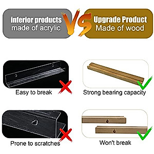 Amyhill 12 Pieces Vinyl Record Wall Mount Wood Record Holder Wall Mount Vinyl Holder Display Record Shelf Storage Vinyl Shelf Solid Vinyl Record Stand Wall Ledge Shelf Modern Floating Shelves for LPs