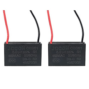 CBB61 Ceiling Fan Capacitor MTQY 2PCS 50/60Hz 4.5UF 450V AC CBB61 2 Wire Ceiling Fan Capacitors