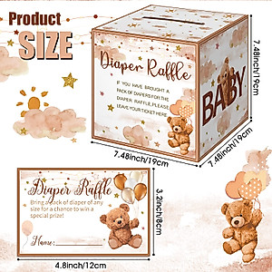 Fuutreo 51 Pcs Diaper Raffle Box with Tickets for Baby Shower Box Balloon Themed Baby Shower Decorations Baby Shower Holder for Diaper Raffle Party(Bear)
