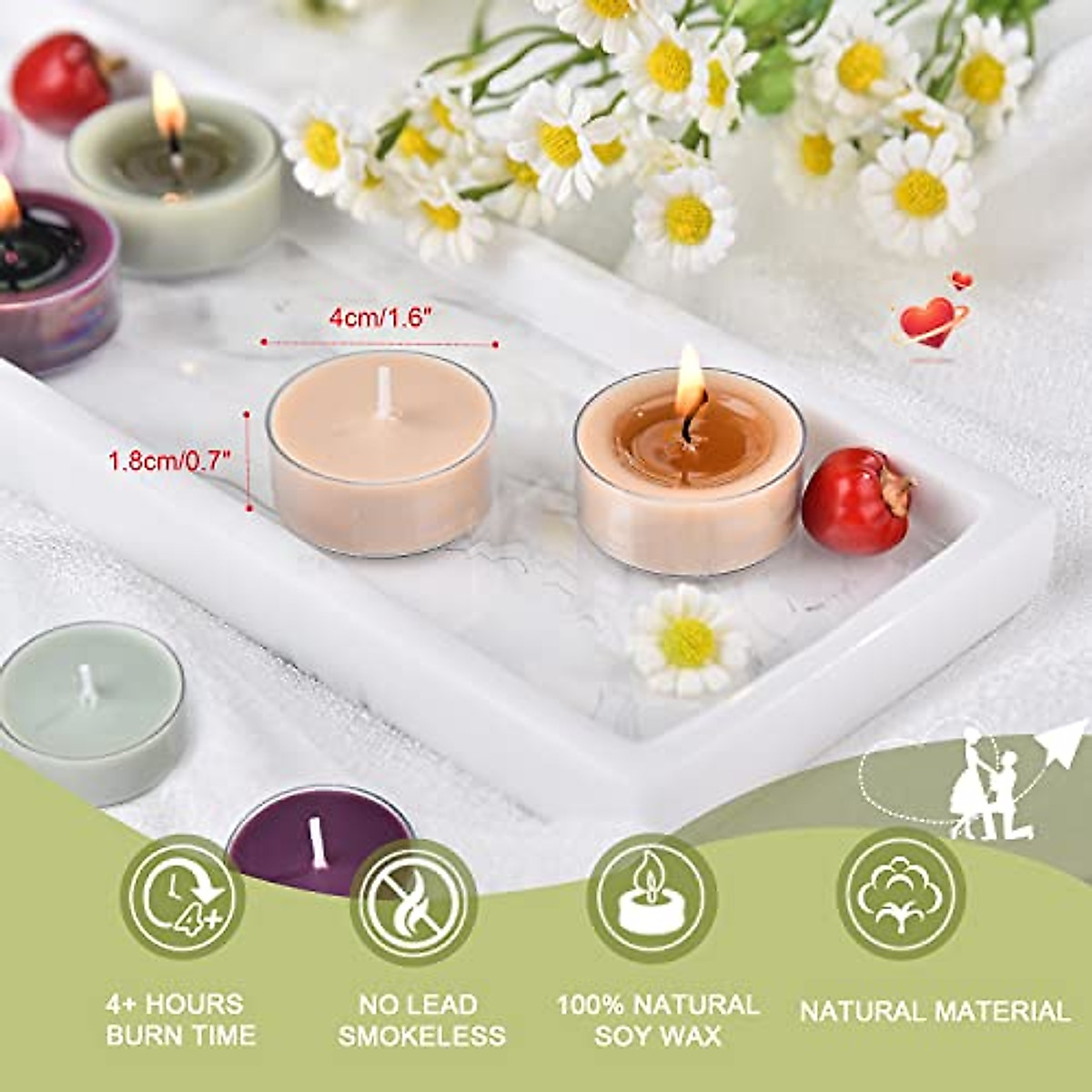 Sungmor 16 Pack Tea Lights Scented Candles, Small Premium Scented Tea Warmer Candles, Aromatherapy Relaxing Mini Tealight Candles for Beauty Salon Home Office, 100% Natural Soy Wax No Lead Smokeless