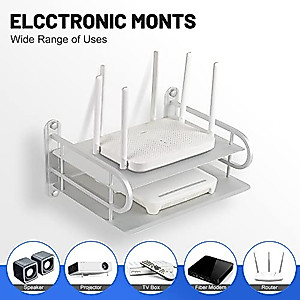 Z-Color Silver Metal Double Wireless WiFi Router Storage Box / TV Set Box Shelf Wall Hanging Plug Board Bracket Cable Storage Organizer (Silver-Large)
