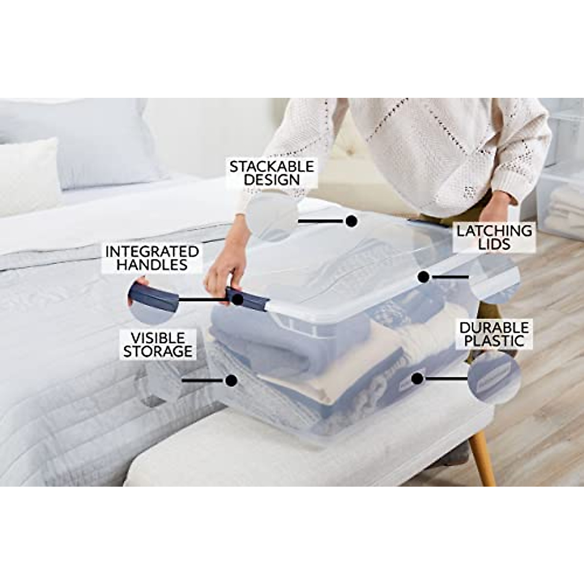 Rubbermaid Cleverstore Clear Plastic Storage Bins with Lids, 95 Qt-4 Pack, 4 Count