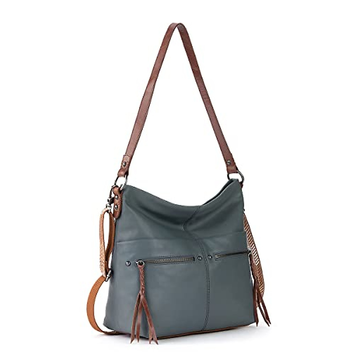 The Sak womens Ashland Bucket Bag In Leather, Dusty Blue Ii, One Size US